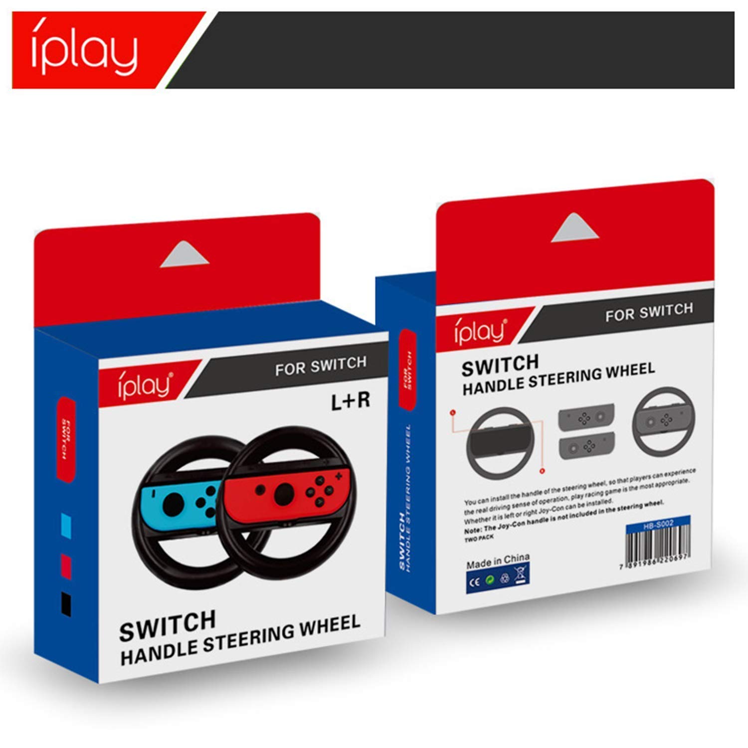 Racing Games Steering Wheel Grip-Suitable for Nintendo Switch Mario Kart, Joy-Con Steering Wheel, Black & Black