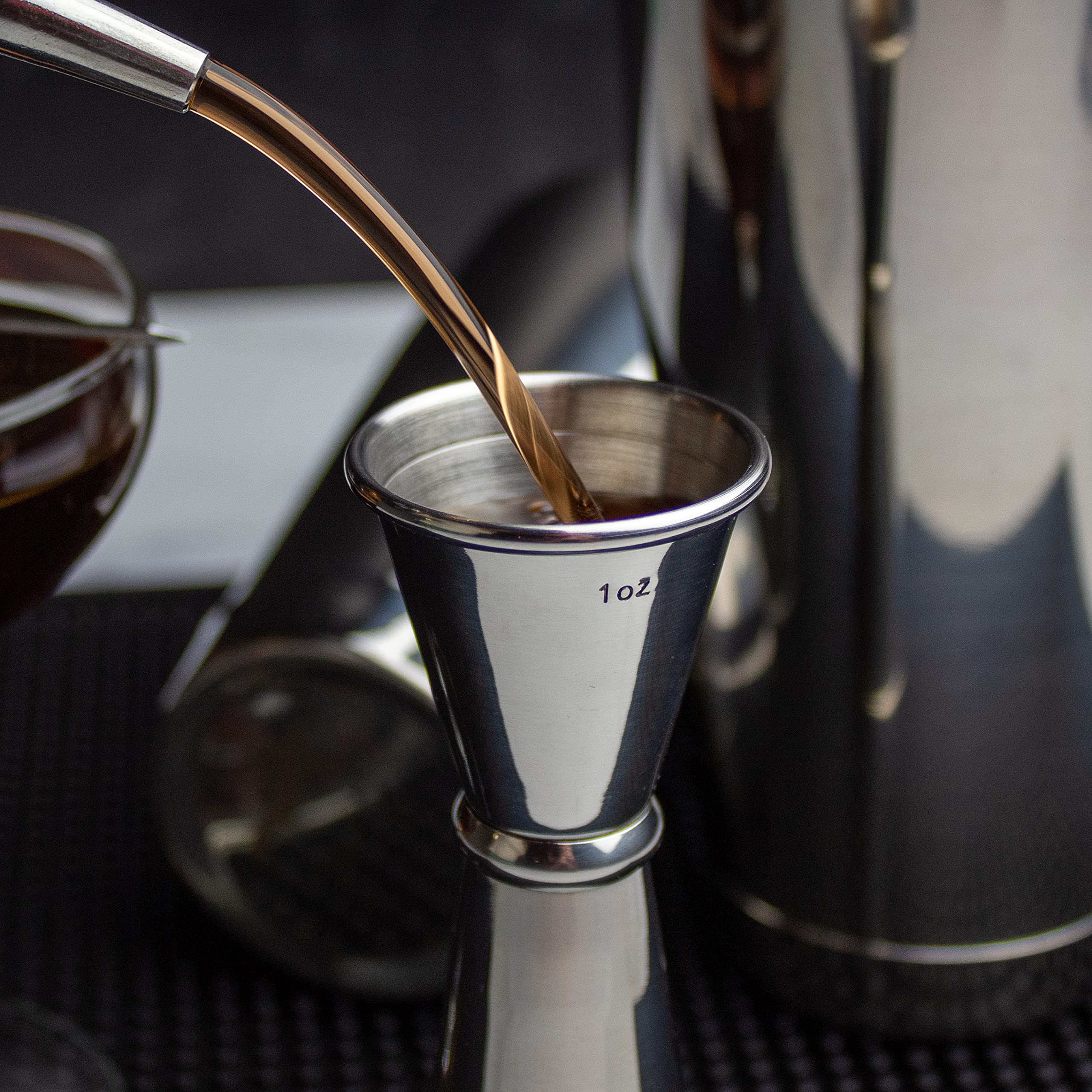 The Art of Craft Japanese Jigger: 1oz 2oz Stainless Steel Double Cocktail Jigger with Measurements Inside – Measuring Tool for Bartenders (6-Pack)