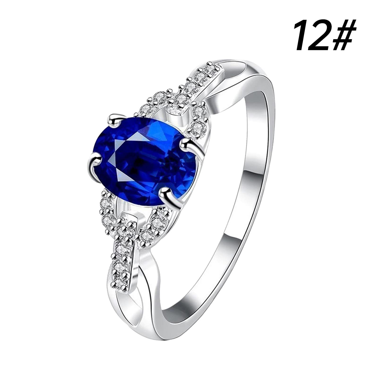 QINGWEI Oval Ruby Band Ring for Women Wedding Engagement Proposal Diamond Ring Birthday Valentine's Jewelry Gift for Mom Girlfriend