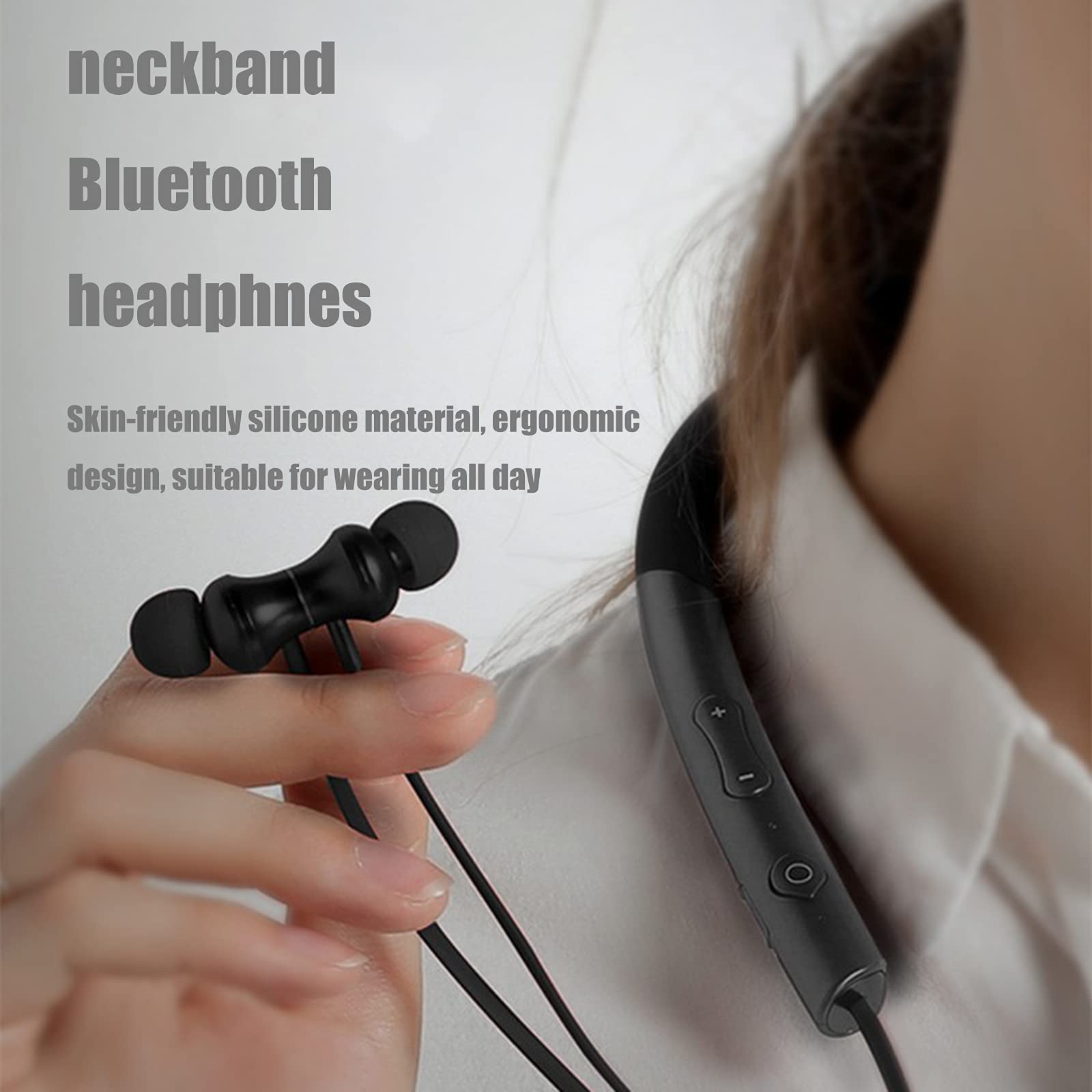 Mosonnytee Bluetooth Headphones Wireless Earbuds Neckband with mic Noise Cancelling Wireless Headset 400 Hours Standby time for Sports (Blue)