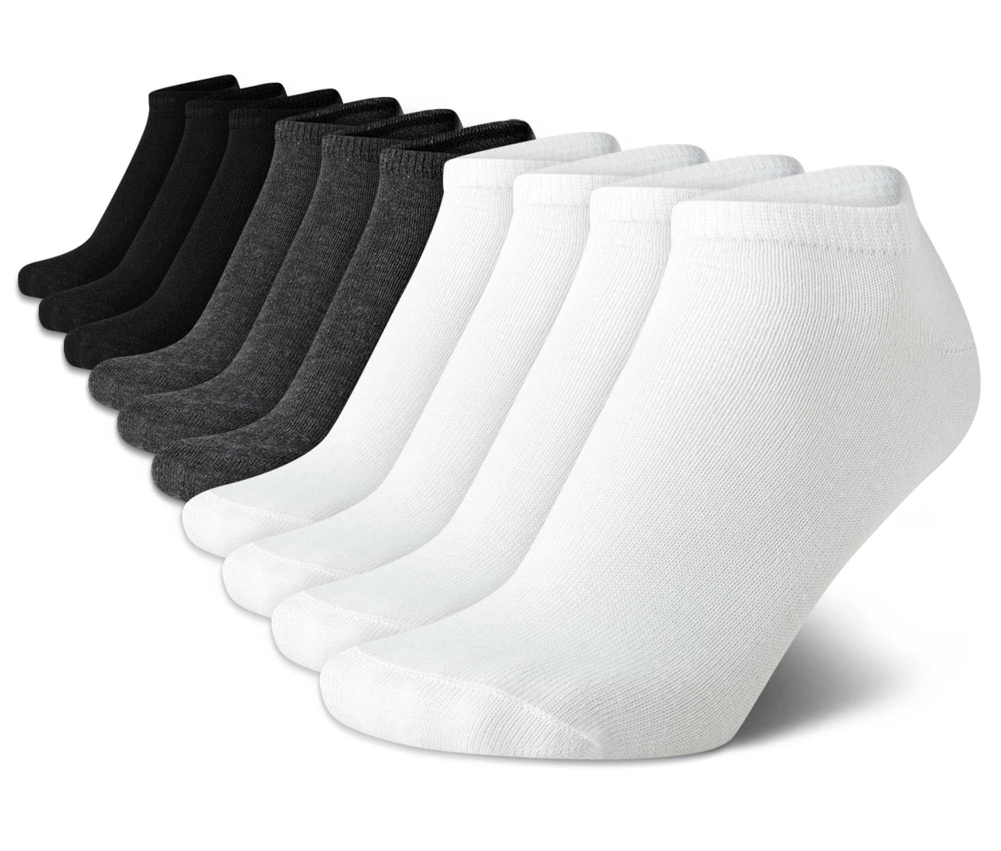 Rampage Women's Socks - 10 Pack No Show Athletic Socks (Black/White/Grey, 6-10)