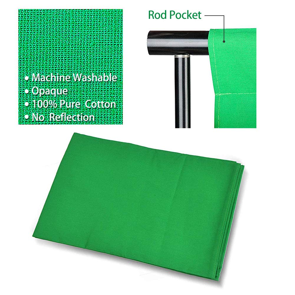 SLOW DOLPHIN Photo Background Support System with Backdrop Stand Kit, 100% Pure Muslin 6.5 Ft x 10 Ft Chromakey Green Screen Backdrop,Clamp, Carry Bag for Photography Video Studio