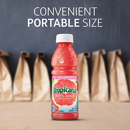 Tropicana 100% Juice, Ruby Red Grapefruit, 10 fl oz (Pack of 24) - Real Fruit Juices, Vitamin C Rich, No Added Sugars, No Artificial Flavors
