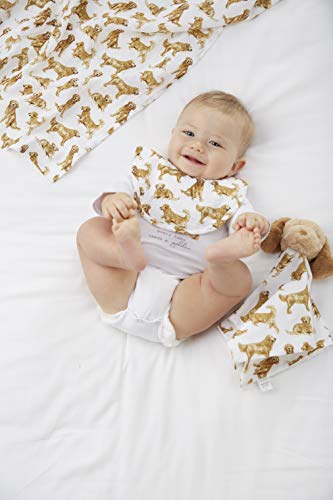 Mud Pie Dog Print Baby Crawler Bib Gift, Golden Retriever, 0-6 Month
