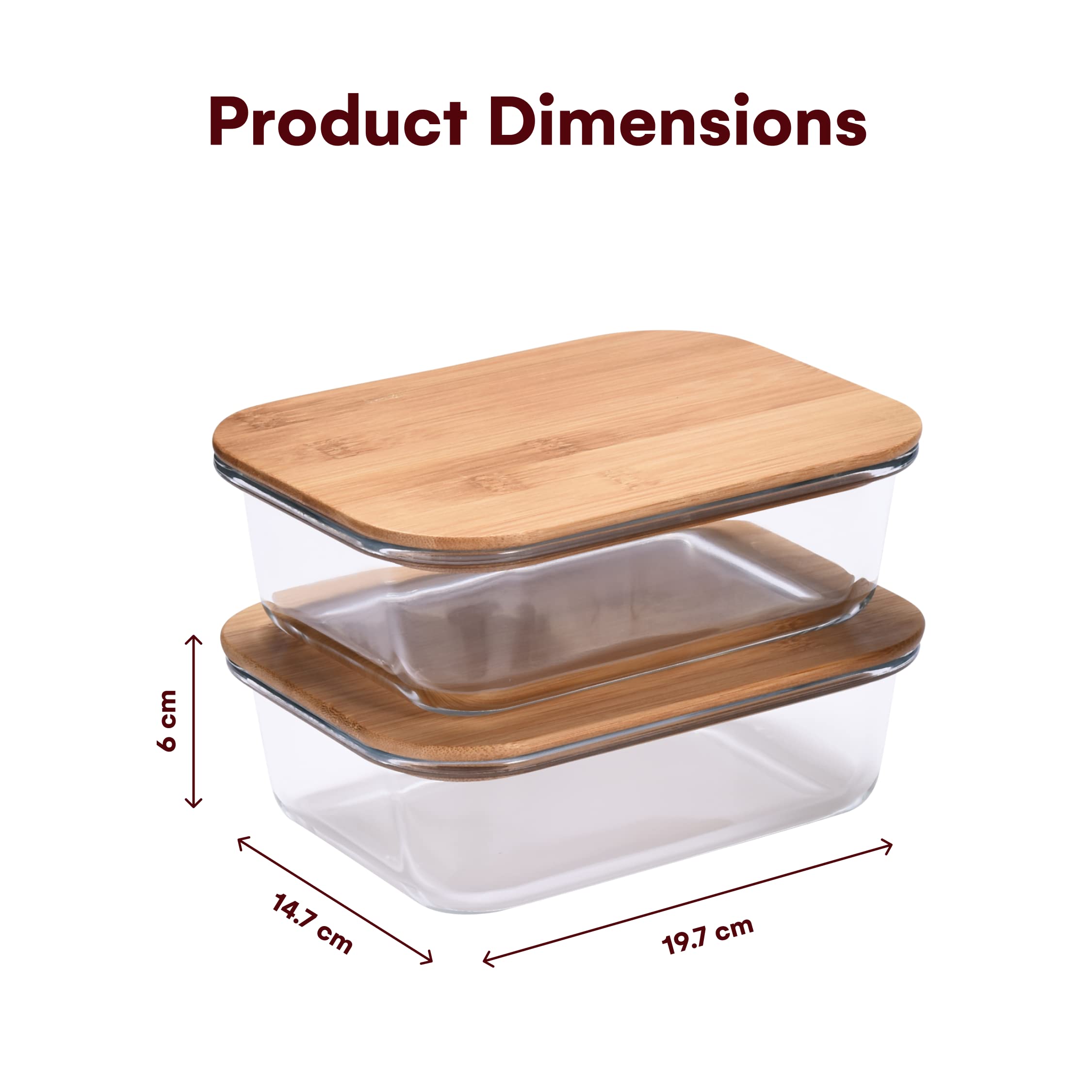 Vdomus Glass Food Storage Containers with Bamboo Lids (Pack of 4) - Stackable Meal Prep Container - Airtight Glass Food Containers - Microwave, Dishwasher Safe - Reusable Glass Lunchbox Pack - 36 Oz