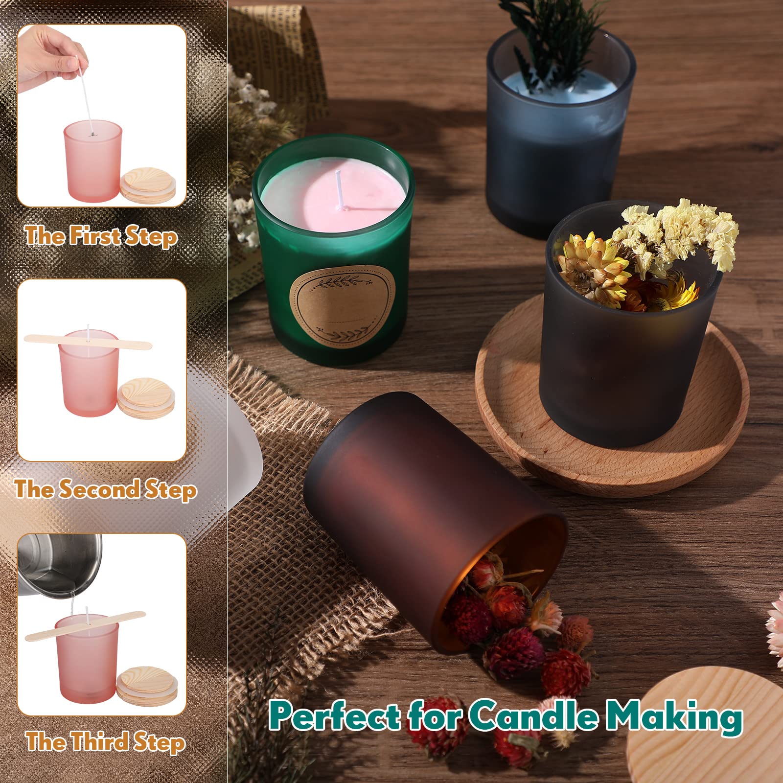 Nuogo 20 Pcs, 6 oz Frosted Empty Candle Tins with Lids for DIY Candle Containers Glass Jar making candle Kit for making candle Gifts