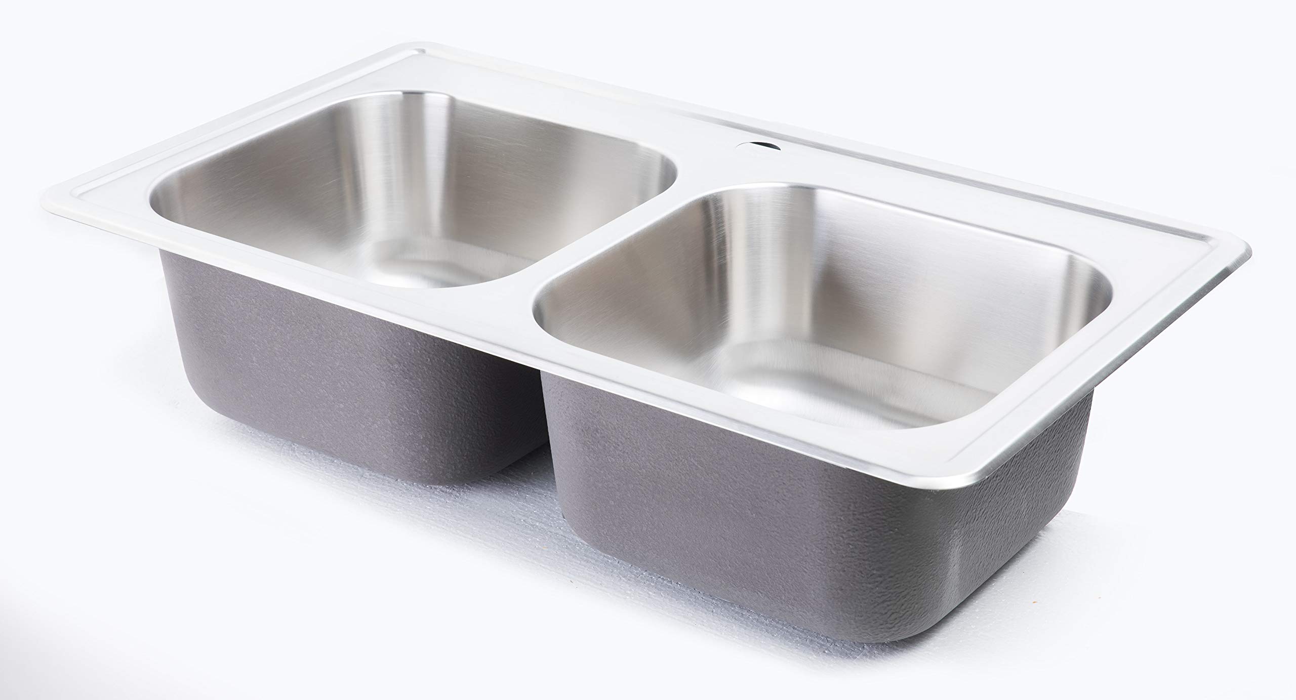 ZUHNE 33x19 Kitchen Sink Drop In for Mobile Homes, Stainless Steel Deep Double Bowl