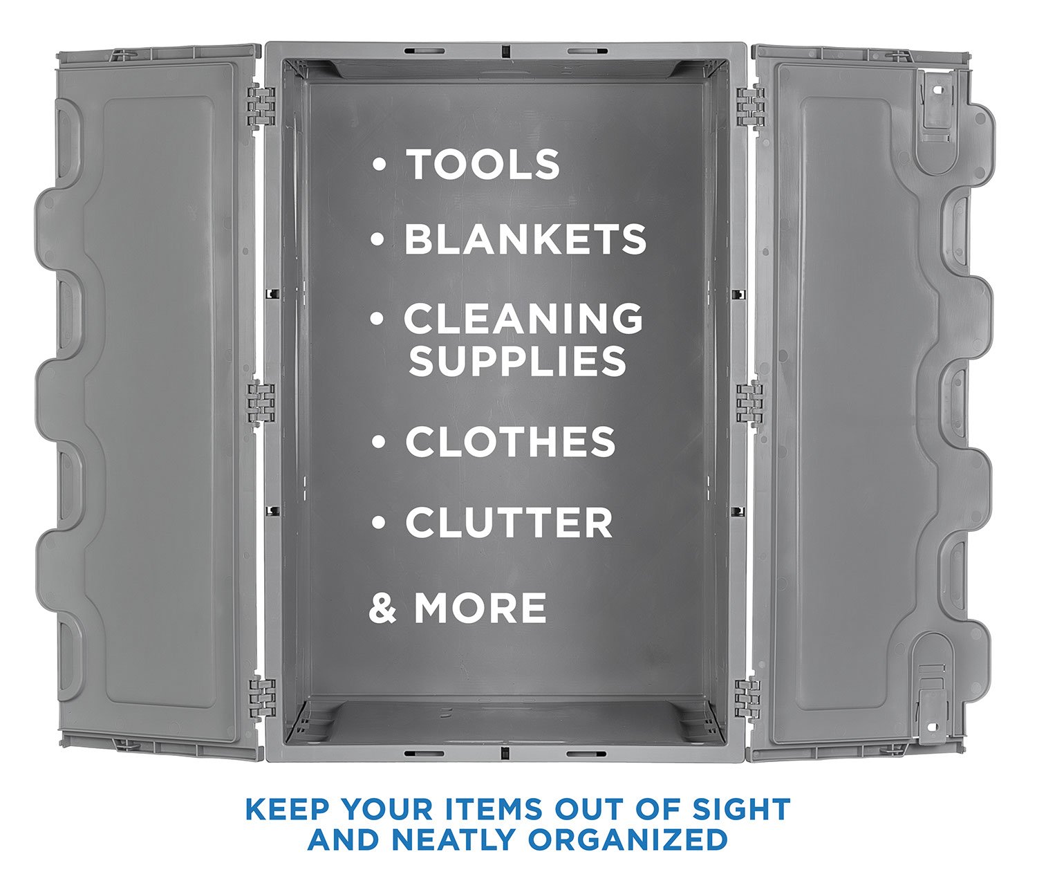 Mount-It! Collapsible Plastic Storage Crate, Folding and Stackable Utility Distribution Container with Attached Lid, 65L Liter Capacity, Pack of 1