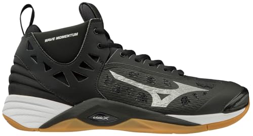 Mizuno Men's Wave Momentum Mid Volleyball Shoe, blacksilver, 7 D US