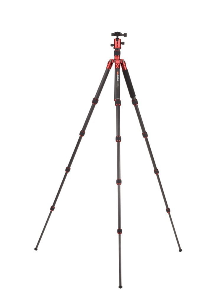 MeFoto RoadTrip Lightweight 61.6" Carbon Fiber Tripod/Monopod, w/Case, Twist Locks, Triple Action Ballhead w/Arca Swiss Plate - Red (C1350Q1R)