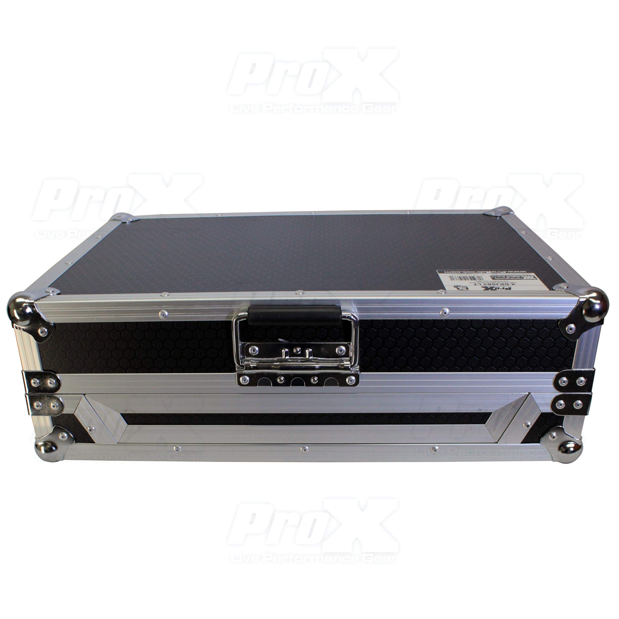 ProX Flight Case for Pioneer DDJ-SB3 & DDJ-400 Digital Controller With Sliding Laptop Shelf - Silver on Black Design - X-DDJSB3 LT
