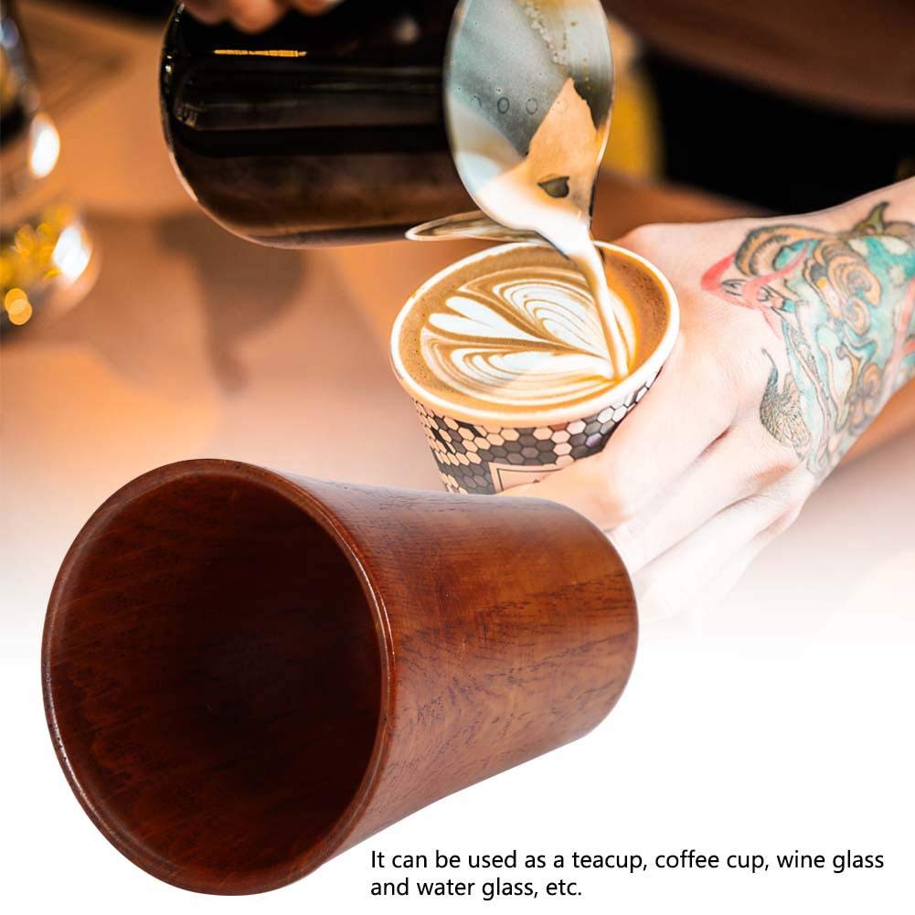 Unbreakable Natural Wooden Tea/Coffee/Beer Cup, Round Wooden Teacups Coffee Mug Wine Mug Decorative Teacup, Smooth Milk Cup