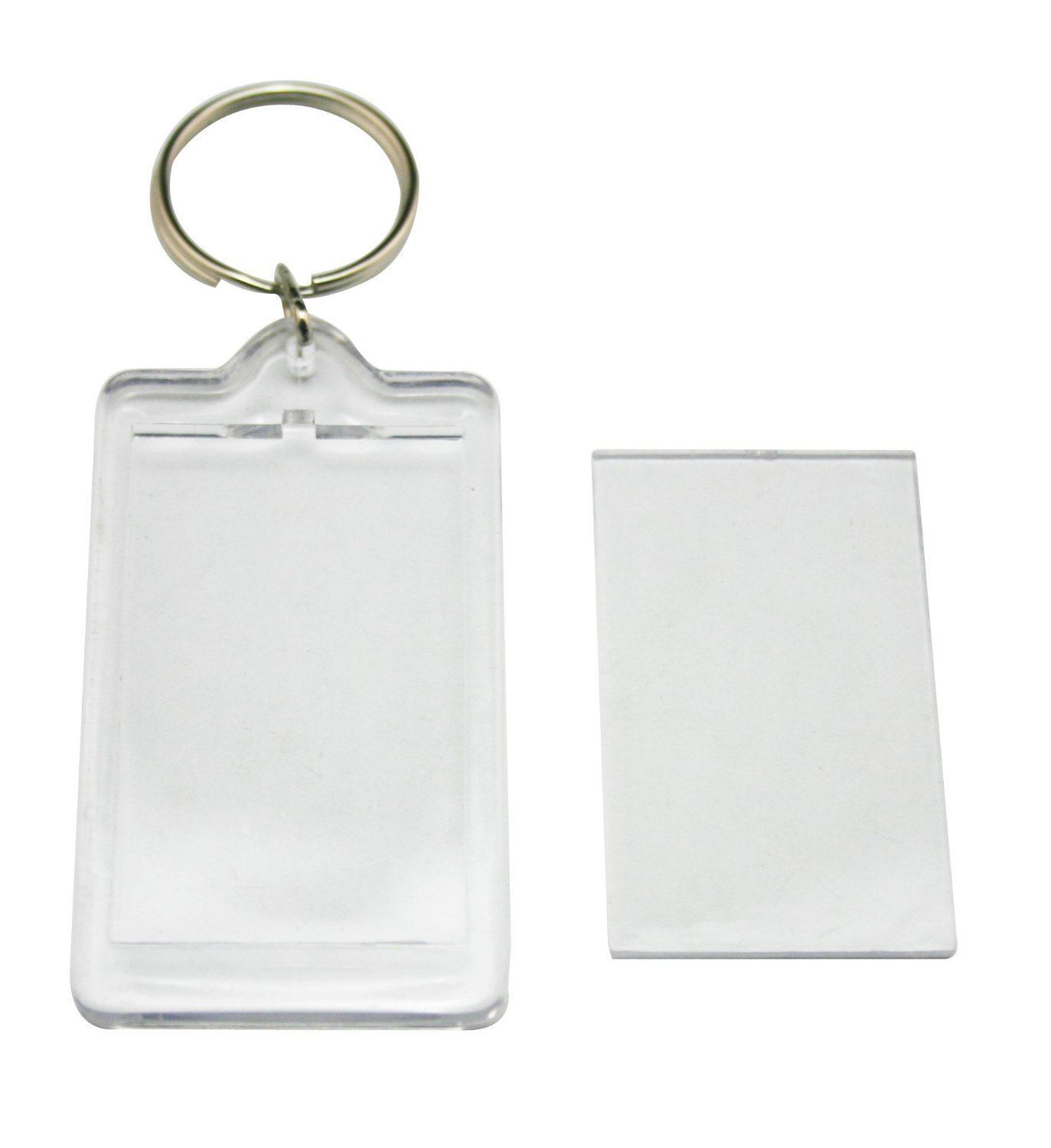 mollensiuer 24Pcs Clear Acrylic Blank Insert Photo Picture Frame Keychain Keyring, Rectangle