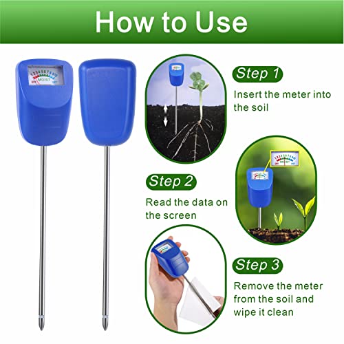 TFTEK Soil moisture meter, plant hygrometer, water monitor tester, for garden, flower pots, lawn,2 Pack