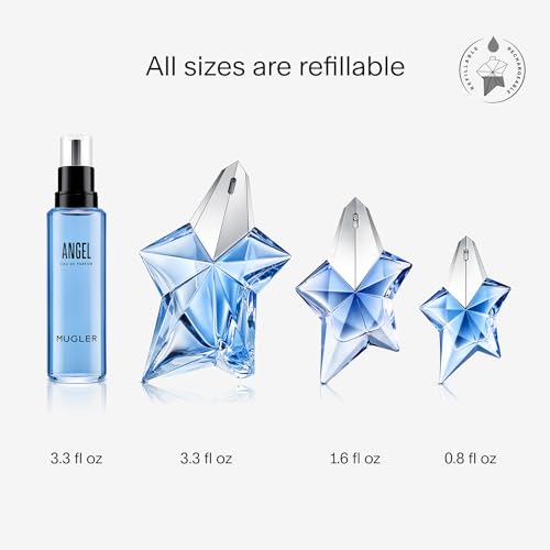 Mugler Angel - Eau de Parfum - Women's Perfume - Ambery & Woody - With Bergamot, Praline, and Patchouli - Long Lasting Fragrance - 3.3 Fl Oz