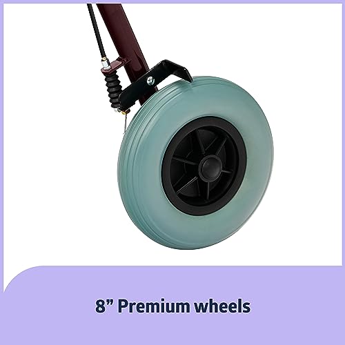 Medline Bariatric Heavy Duty Steel Rollator Supports up to 500 lbs, Strong, Comfortable Rolling Walker with 8 inch Wheels