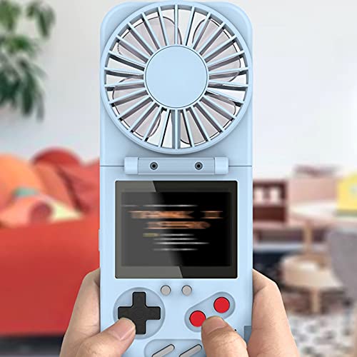 UNNIC Portable Fan, Rechargeable Battery 800MAh Folding USB Fan Handheld Retro Game Console with 500 Games(Yellow)