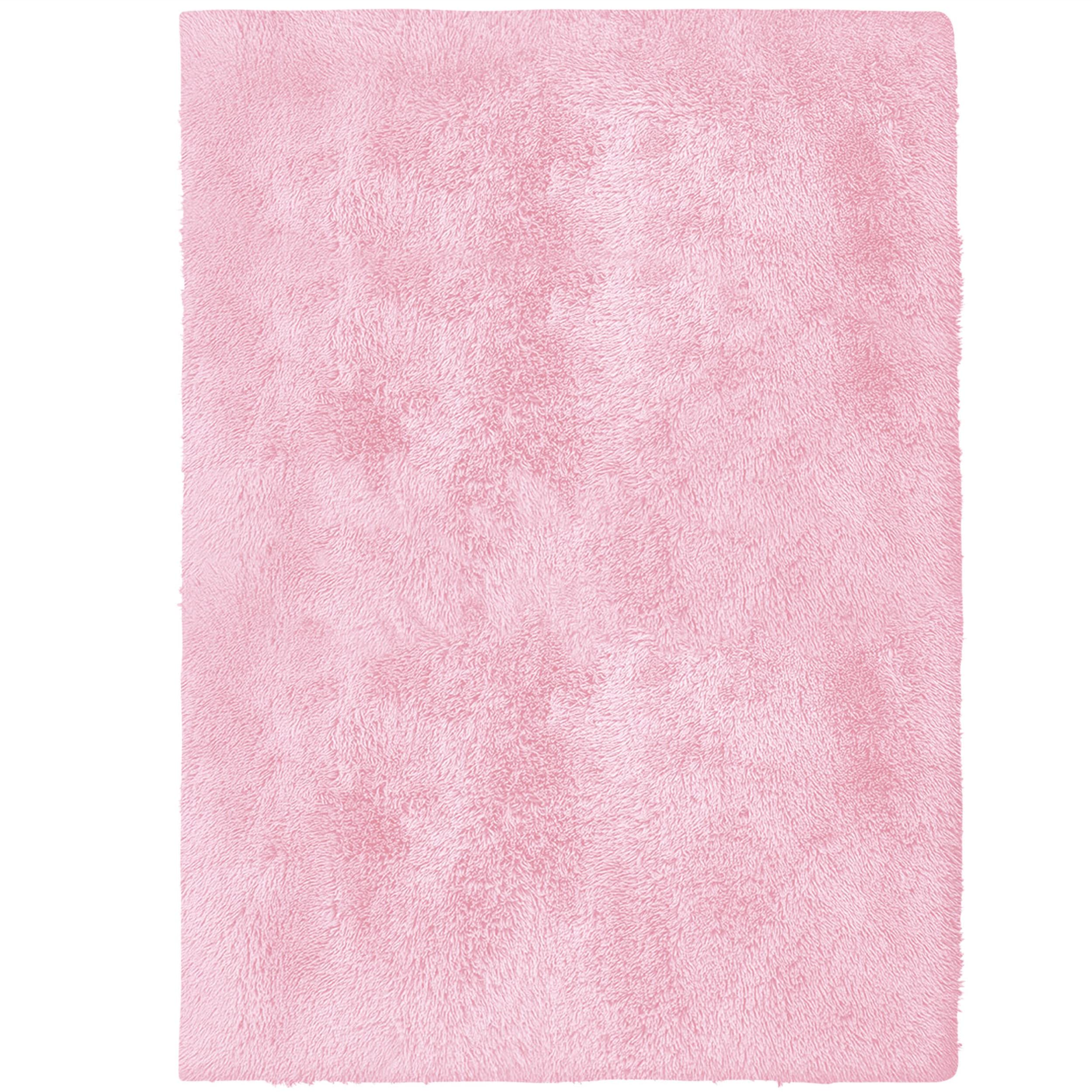 RUG BRANCH Super Soft Plain Plush Shag Pink Indoor Area Rug for Living Room, Bedroom, Dining Room, and Kitchen - 4' x 6' (4' X 5'3")