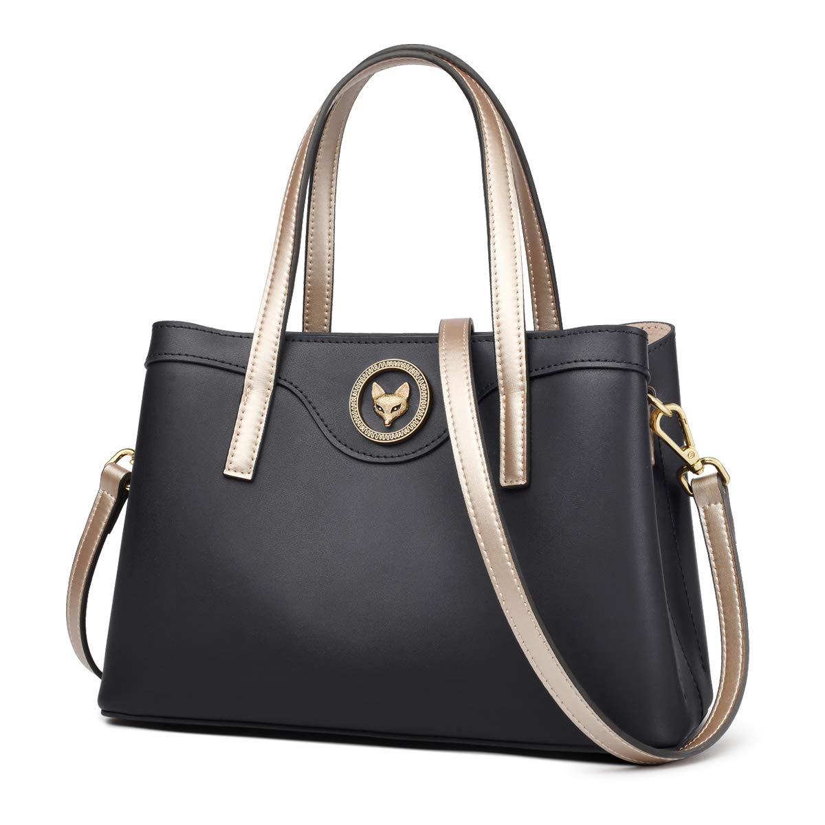 Satchel Handbags for Women, Genuine Leather Ladies Top-handle Shoulder Bag (black2)