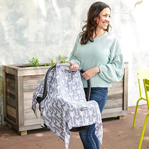 Muslin Carseat Canopy - Grey Arrow and Minky Blanket - Deer Bundle