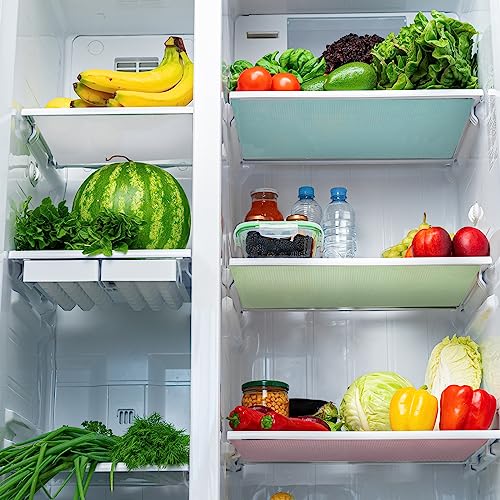 Nuanchu 4 Pcs Refrigerator Liners 4 Color Mixed Fridge Liner 12 x 118 inch Washable Oilproof Refrigerator Mats Waterproof Cover Pads for Freezer Kitchen Cabinet Drawer Cupboard Glass Shelves Table