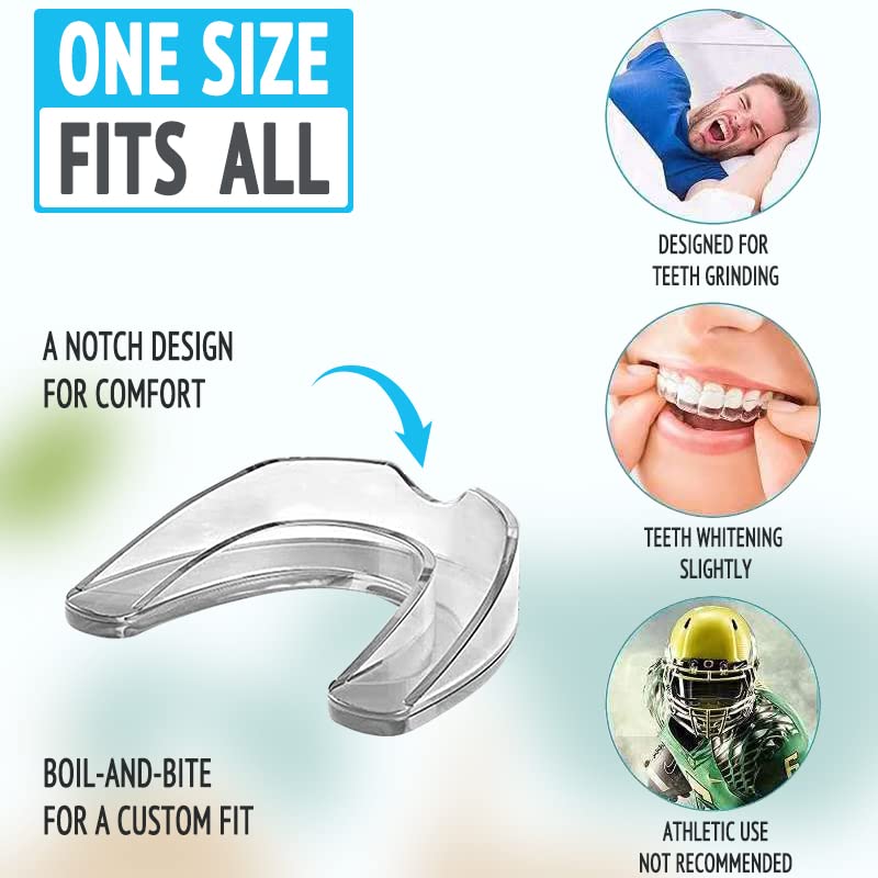 Mouth Guard for Grinding Teeth at Night: Moldable Dental Guard for Sleeping 4 Pack/One Size