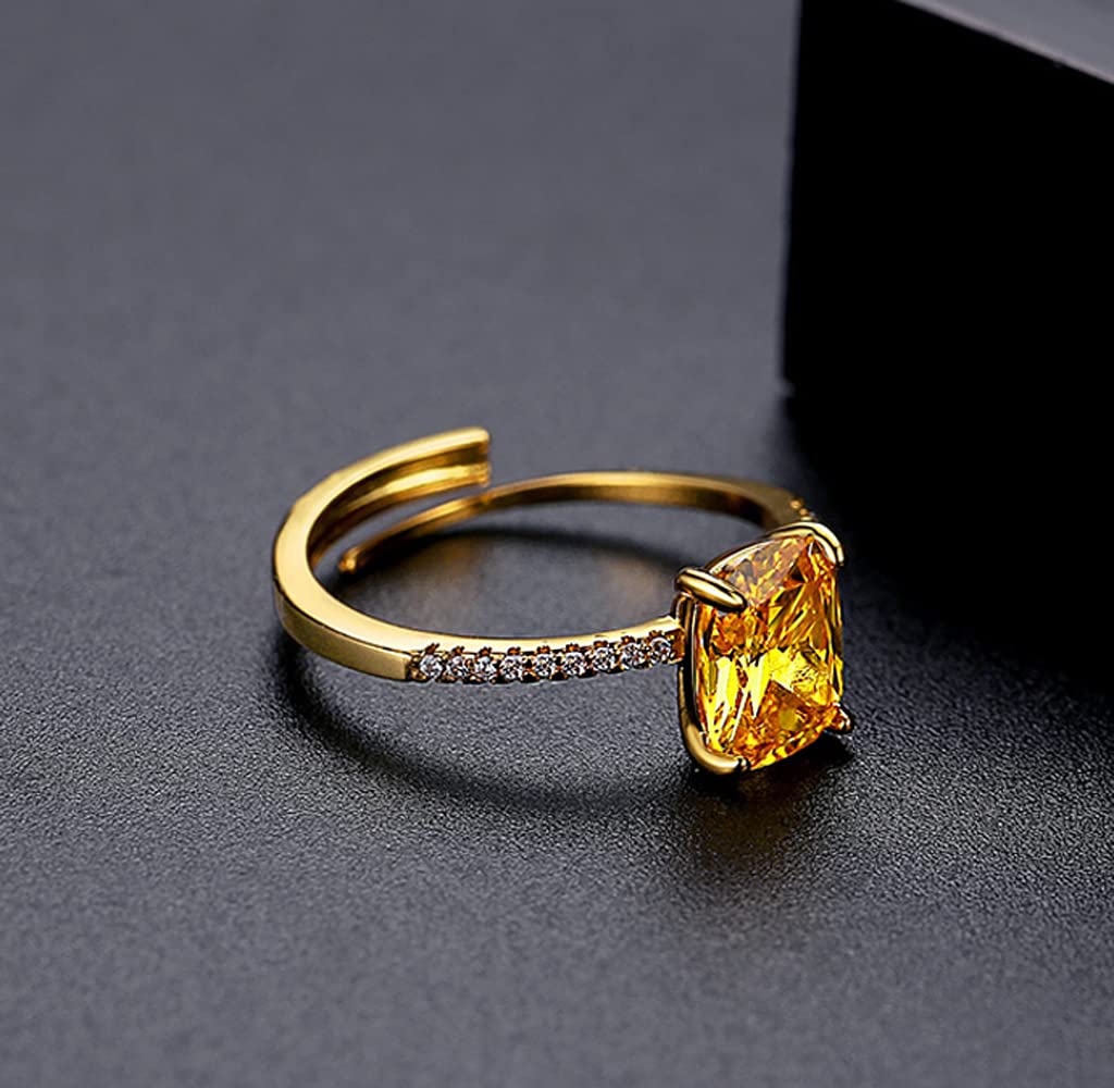 Velamnia Band Ring for Women Blue/Green/Yellow Cubic Zirconia Adjustable Engagement Wedding Statement Rings Eternity Ring (Blue)