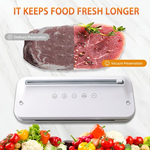 Pskang Vacuum Sealer Machine One-Touch Vacuum Sealer with Cutter for Automatic Air Sealing System with jar attachment for Food Storage Dry Wet Food Modes