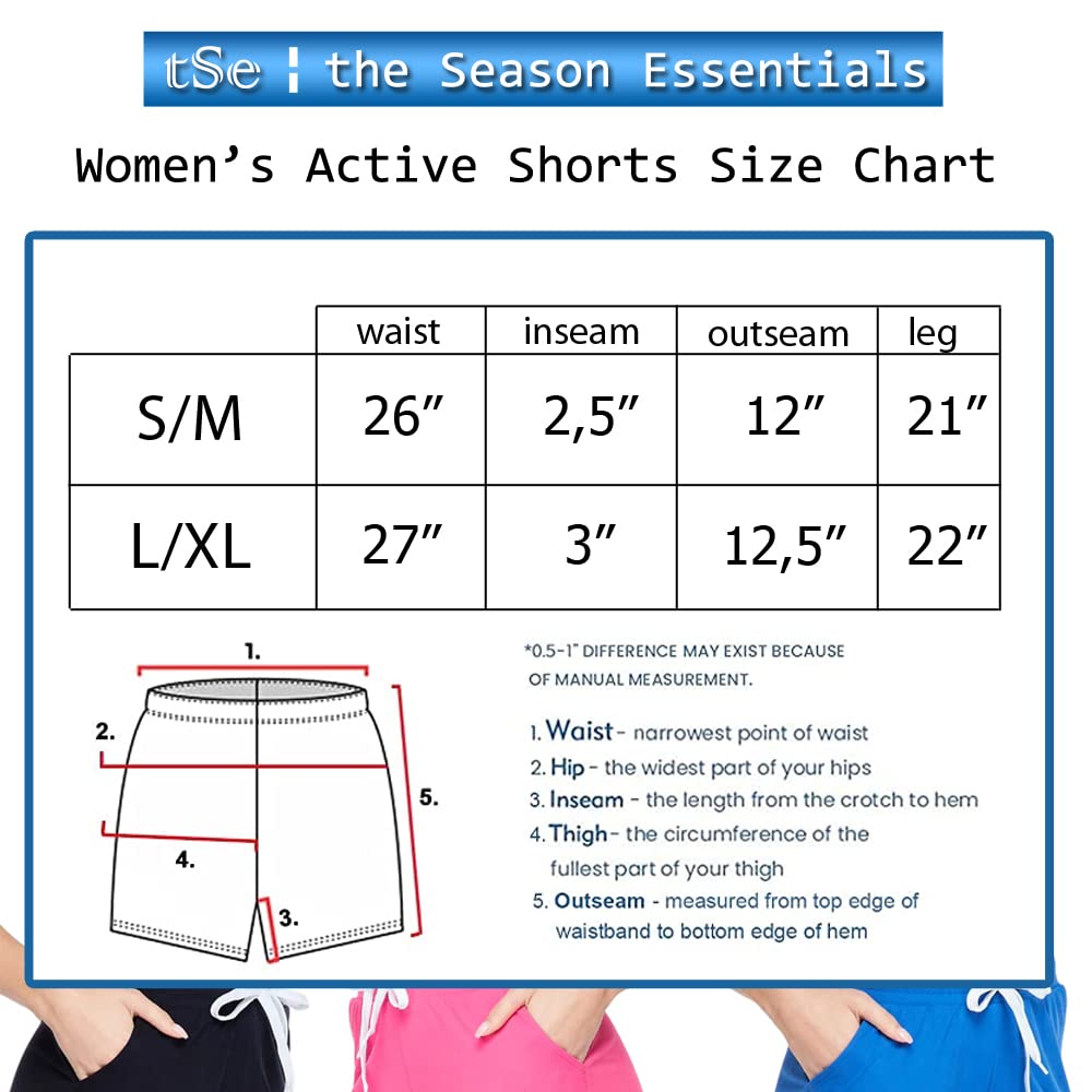 The Season Essentials Active Women’s Vibrant Colors Sport Shorts with Pocket, Walking, Running and Yoga Shorts - Royal Blue/Black (2 Pack), S/M