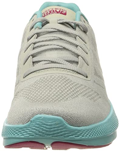Skechers Women's GO Run Razor 3+ Sneaker, Gray Mesh Hot Melt Aqua Hot Pink Trim, 9