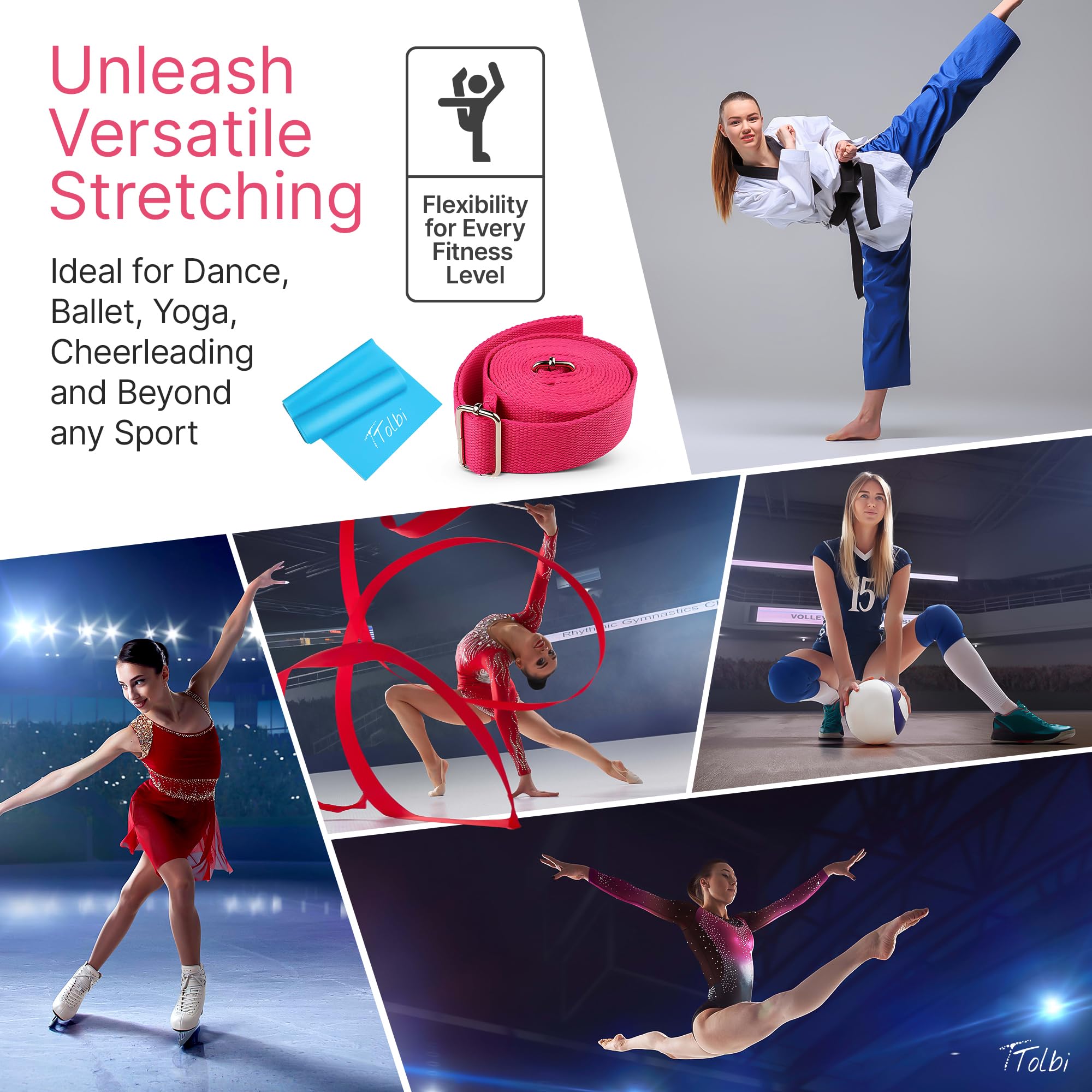 Premium Door Leg Stretcher: Stretching with Leg Flexibility Trainer, Dance Stretching Equipment: Splits Trainer Bands for Stretching in Ballet, Cheerleading, Gymnastics, Cheer Dancers Stuff, Door Stretch Strap