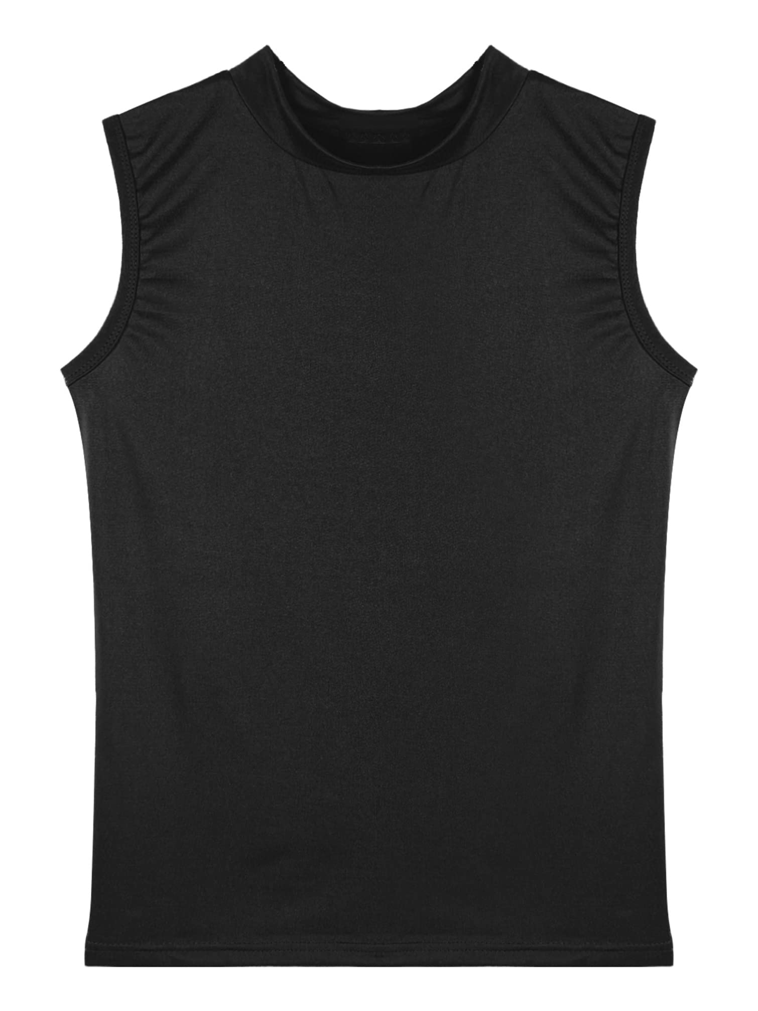 TiaoBug Men's Casual Sleeveless Shirts Mock Turtleneck Pullover Tops Undershirt Vest Tops Black Medium