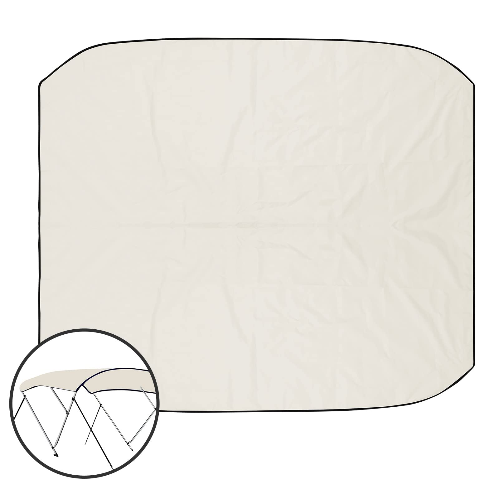 Universal Fit 3 Bow Bimini Top, 72" W 78“ L Easy Install, Fabric, Tops Only (White)