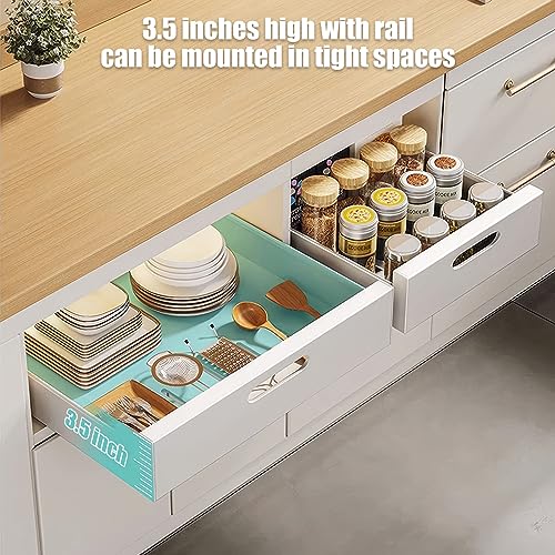 Pull Out Cabinet Organizer, Fixed with Adhesive Film, Slide Out Pantry Shelves, Pull-Out Drawers, Sliding Under Sink Storage Organization, for Kitchen, Living Room, Bathroom, 16.9"D x 11.8"W x 3.1"H