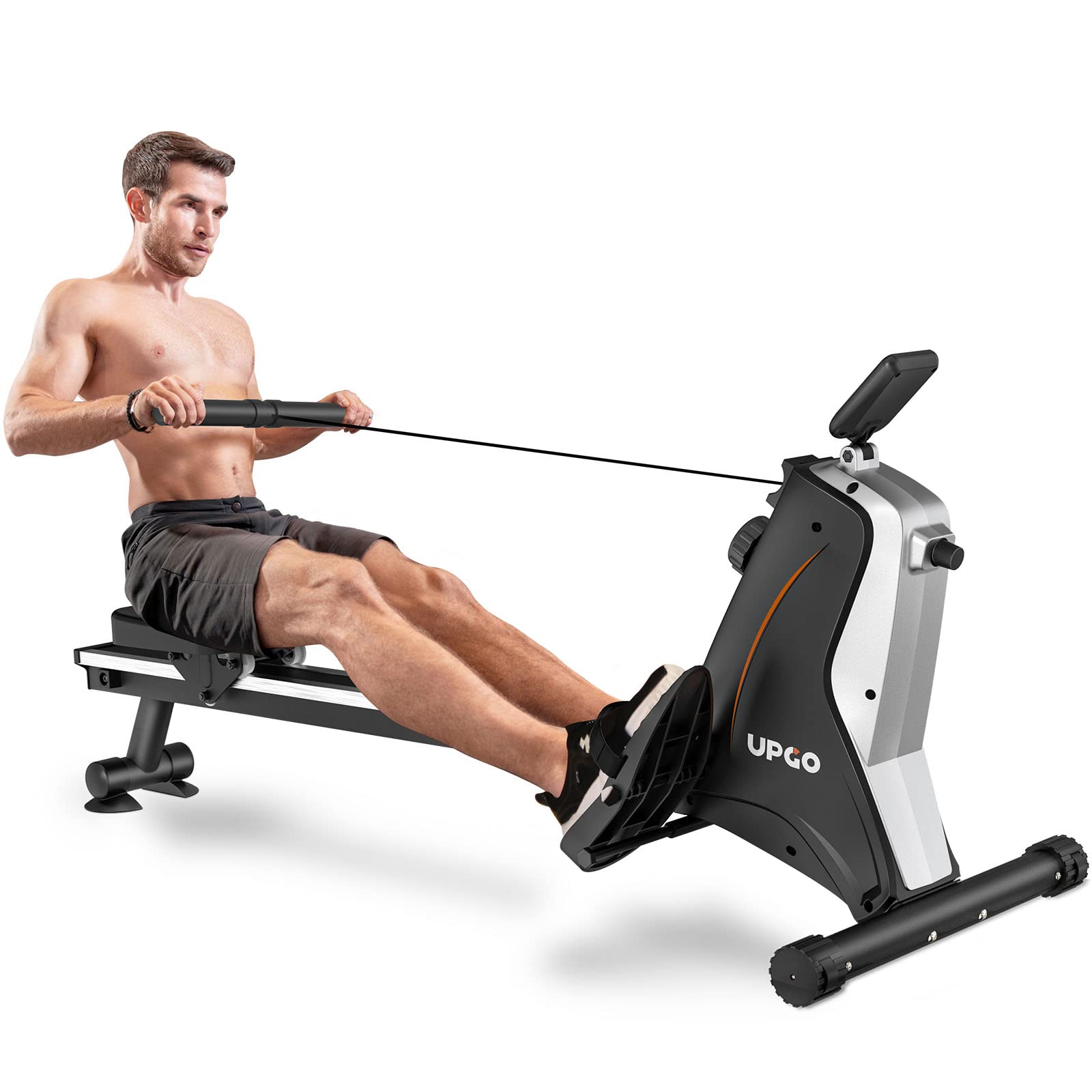 UPGO New Rowing Machine for Home Use, Rower with 8 Level Adjustable Quiet Magnetic Resistance, Ergonomic Seat & LCD Monitor, 300 LB Weight Capacity