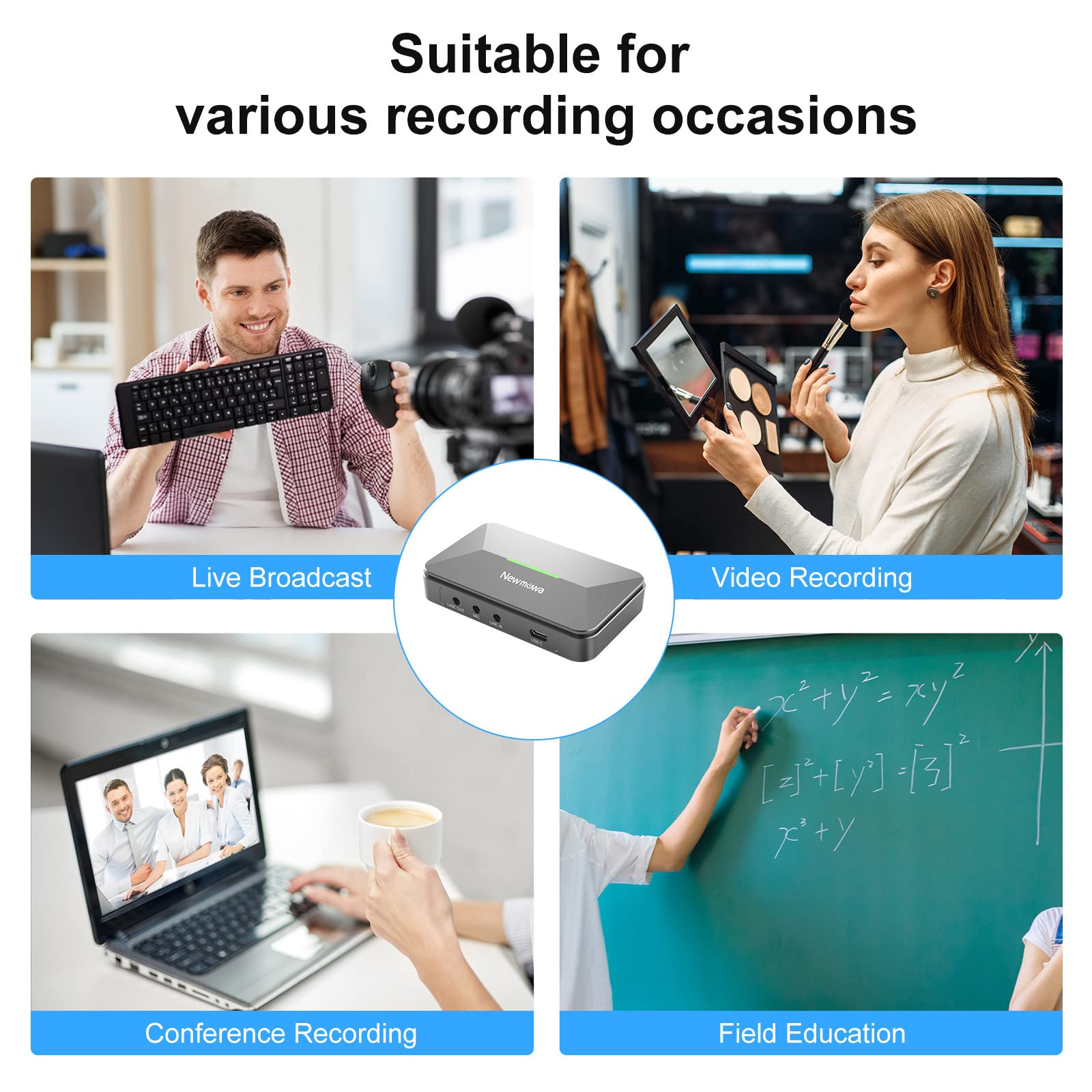 Newmowa 1080P Audio Video Capture Card, USB 3.0 HDMI Video Capture Device for Gaming Teaching Live Streaming Video Recorder, Compatible with Windows Mac OS System OBS Zoom