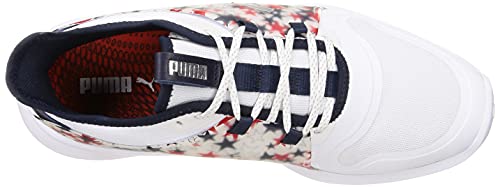 Puma Men's 194878 Golf Shoe, White-Navy Blazer-HIGH Risk RED