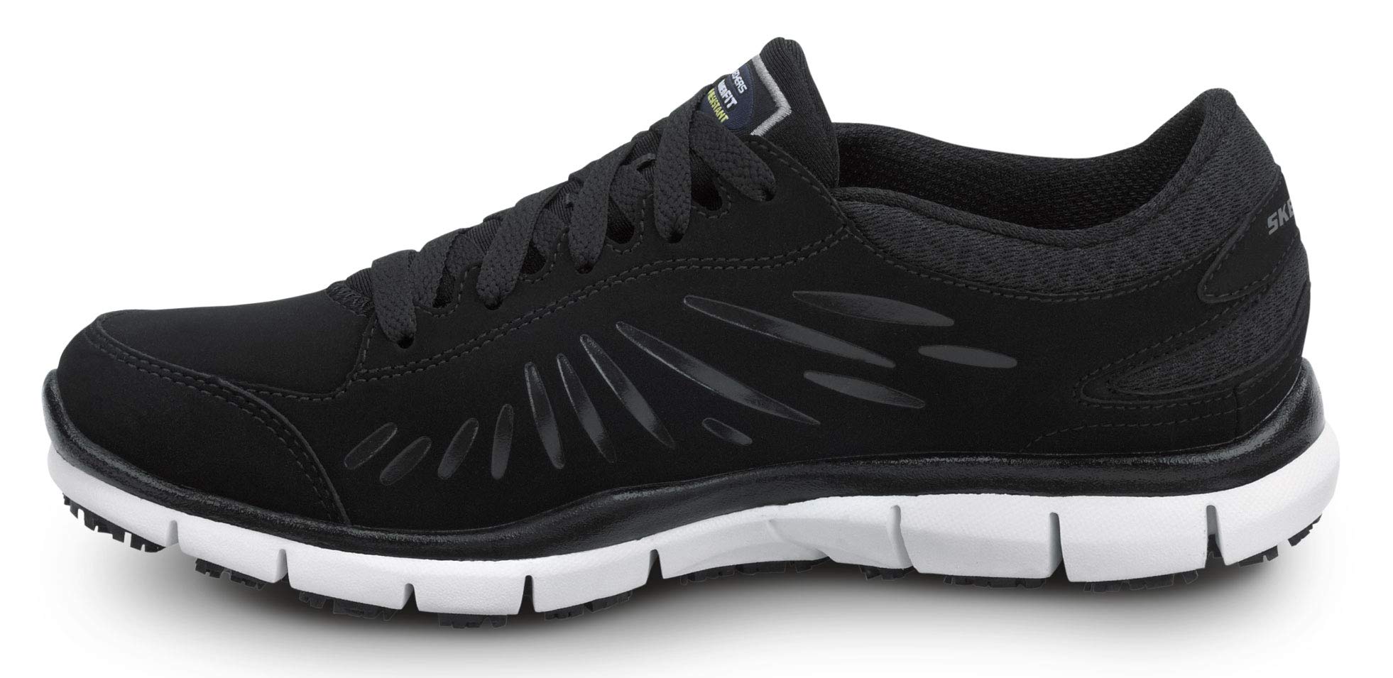 Skechers Work Stacey - Women's Black/White Soft Toe, Slip Resistant, Low Athletic (11.0 M)
