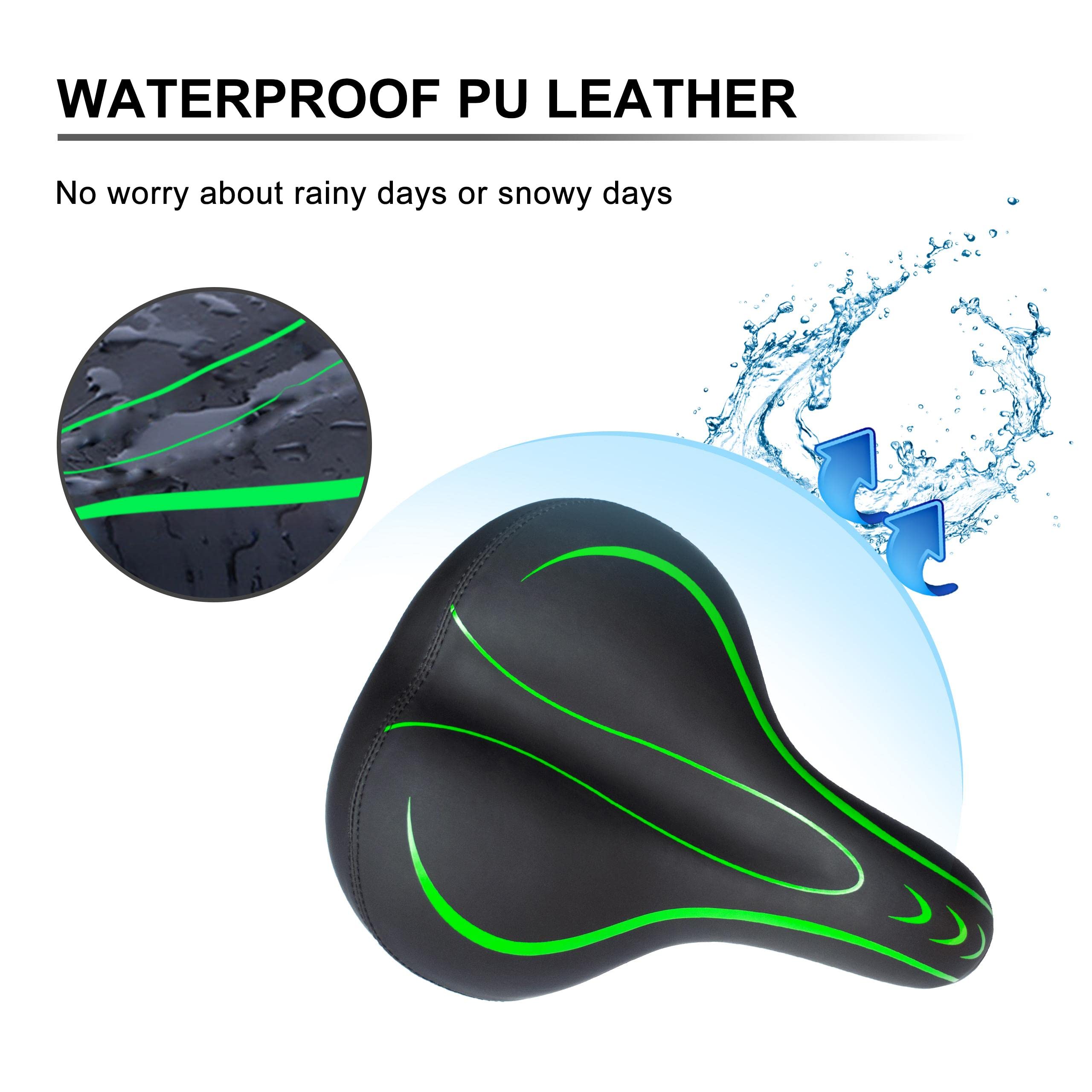 OXYVAN Bike Seat Most Comfortable Universal Replacement Bicycle Seat Cushion Dual Shock Absorbing Ball Wide Bicycle Saddle for Men Women, Green