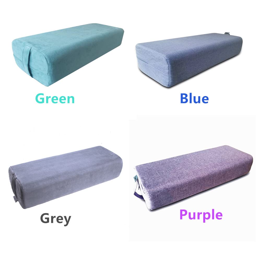 NGT new guide steps Yoga Bolster Pillow for Meditation and Support - Rectangular Yoga Cushion Foam Wedges Washable Suede Pillowcase for Men and Women with Carry Handles.… (Blue Soft Fabric)