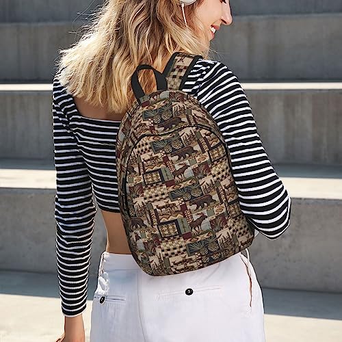 NOKOER Rustic Lodge Bear Printed Canvas Backpack,Casual Daypacks,Laptop Backpack For Women Men,Lightweight Travel Daypack