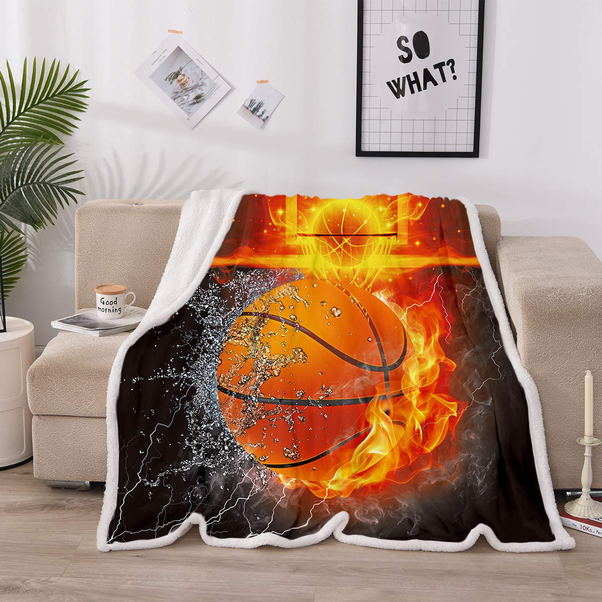 NTBED Basketball Sherpa Fleece Blanket Twin Size for Boys Teens Plush Throw Blanket Soft Fuzzy Microfiber Sofa Couch Bed Blanket