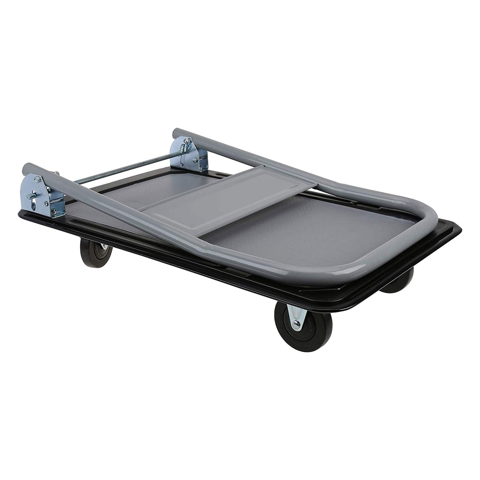 Olympia Tools Foldable Push Cart Dolly - 330 Lb. Capacity Heavy Duty Platform Truck with 360° Swivel Wheels (Gray/Black)