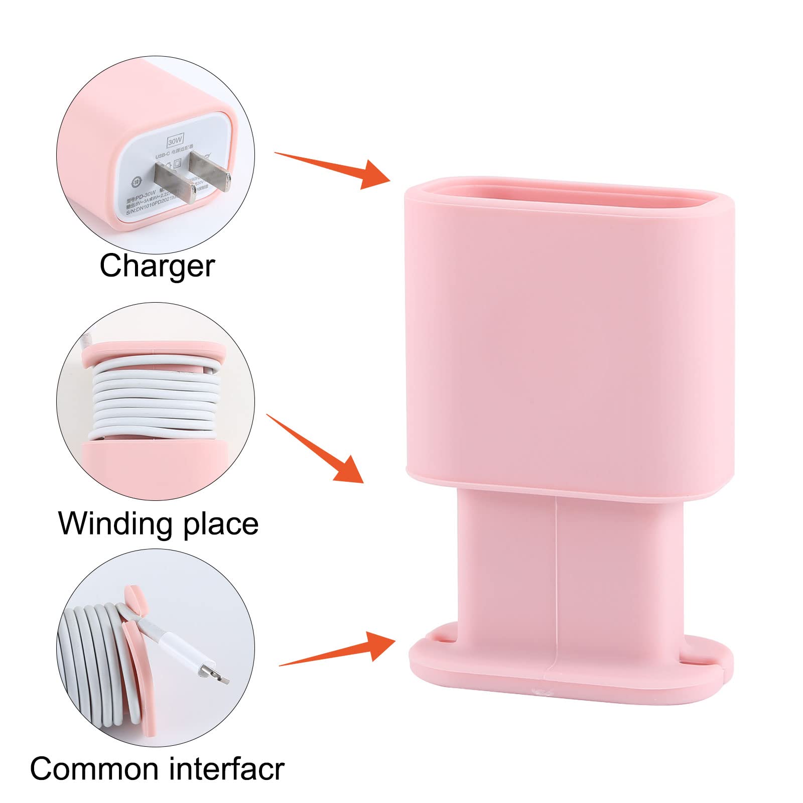 Yebowe 2 in 1 Silicone Charger Protector, 4Pcs 18W/20W Charger Winder for iPhone Charger, Anti-Break Data Cable Winder Organizer Protective Cover Suitable for 11/12/13/14 Charger