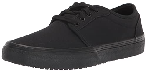 Shoes for Crews Merlin, Men's, Women's, Unisex Slip Resistant Canvas Work Shoes, Water Resistant, Black, Men's 9.5 / Women's 11