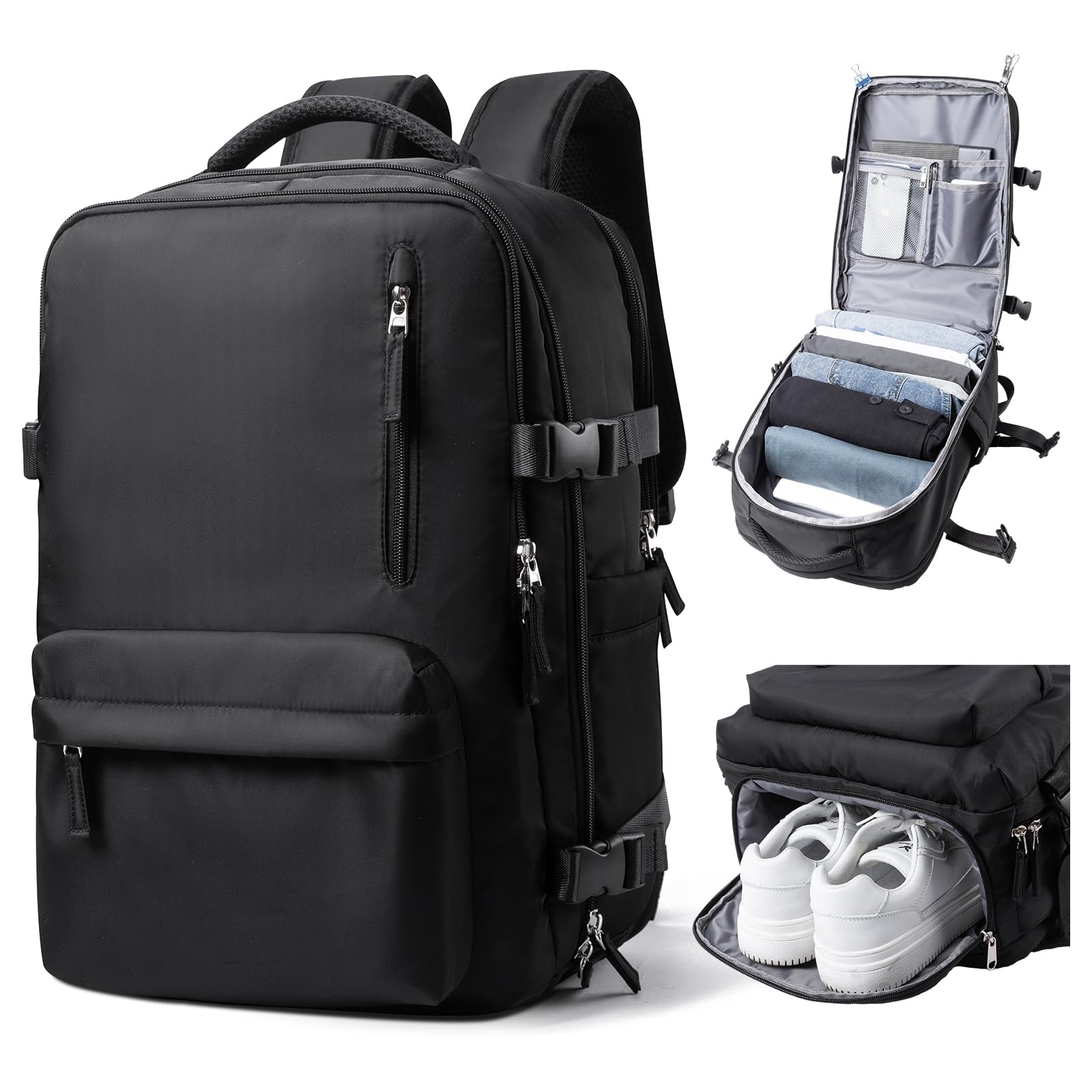 MOYYI Large Travel Backpack for Women 40L Carry on Fit 17inch Laptop Airplanes Approved Personal Item Size Suitcase for Daypack Hiking