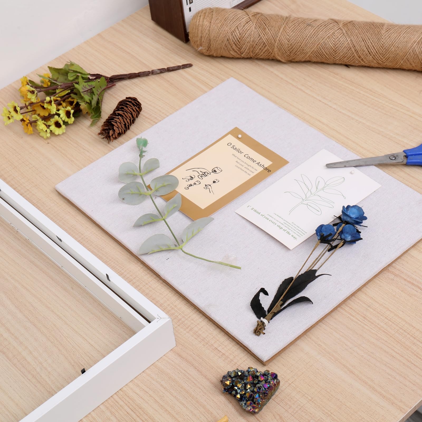 Muzilife 10x10 Shadow Box Picture Frame with Linen Board - Deep Wood & Glass Display Case Ready to Hang Memory Box Baby Sports Memorabilia, Pins, Awards, Medals, Wedding, Tickets and Photos (White)