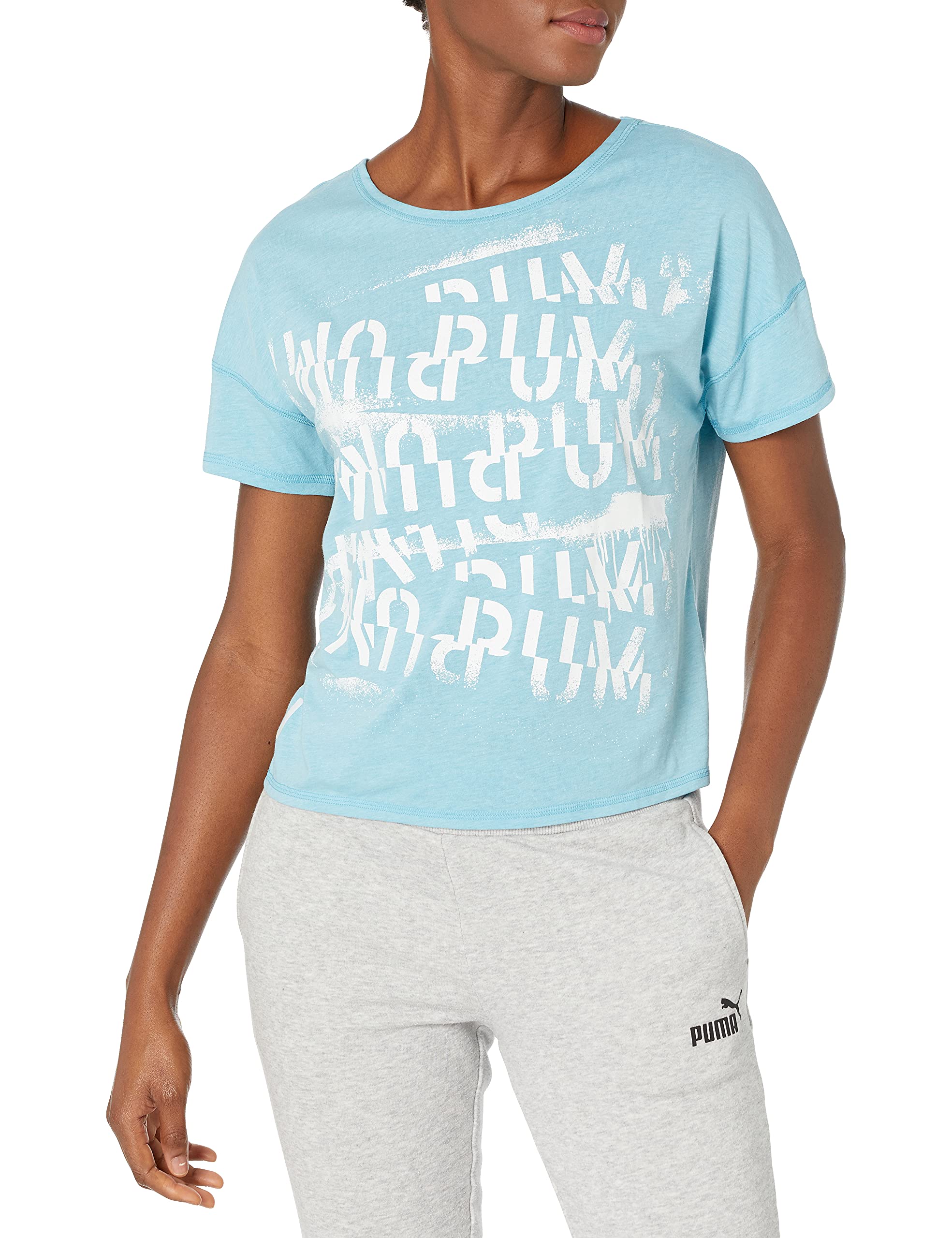 Puma Women's Hit Feel It Tee, Milky Blue, XL