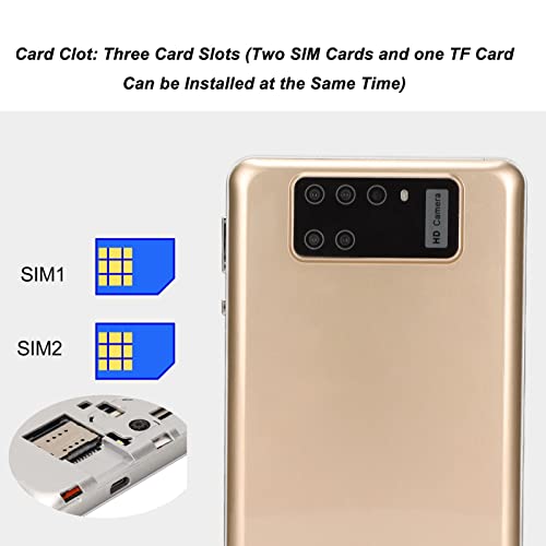 Zunate 7in IPS Kids Tablet PC, Octa Core CPU Gaming Tablet with 2GB 32GB, 1280x800 FHD Screen, Bluetooth Dual Band WiFi, 4500mAh Large Battery, Dual SIM 3G Calling Tablet for Android 10(Gold)