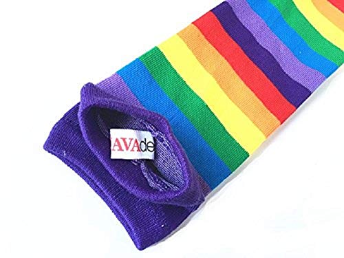 NAVADEAL Colorful Rainbow Stripe Arm Warmer Fingerless Knit Gloves Halloween